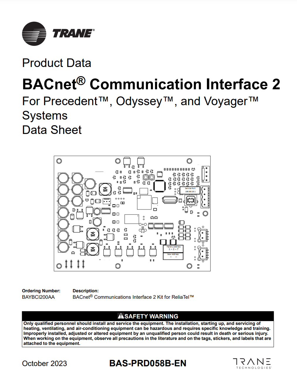 BCI2-R™ Installation and Integration Guide – Trane Commercial HVAC Help ...