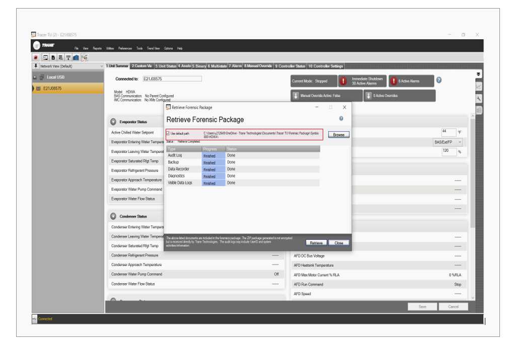 How do you retrieve a Forensic Package from a Symbio 800? – Trane ...