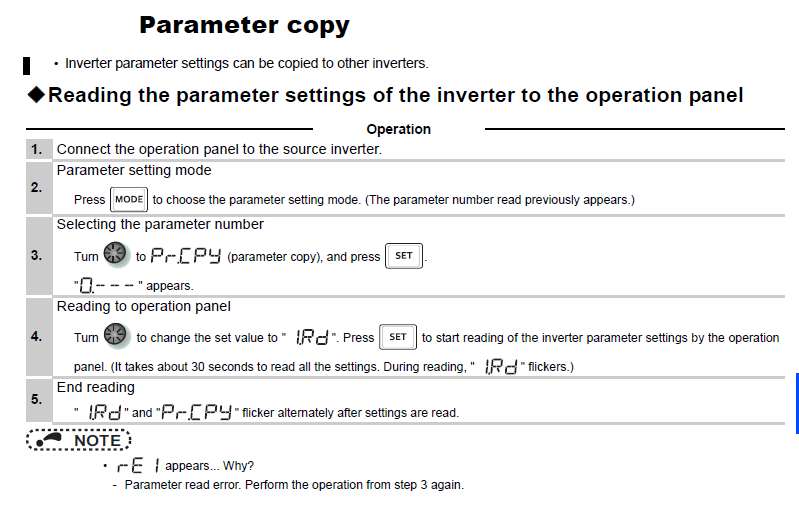 How to Copy the Mitsubishi VFD Parameters to the Operation Panel or ...